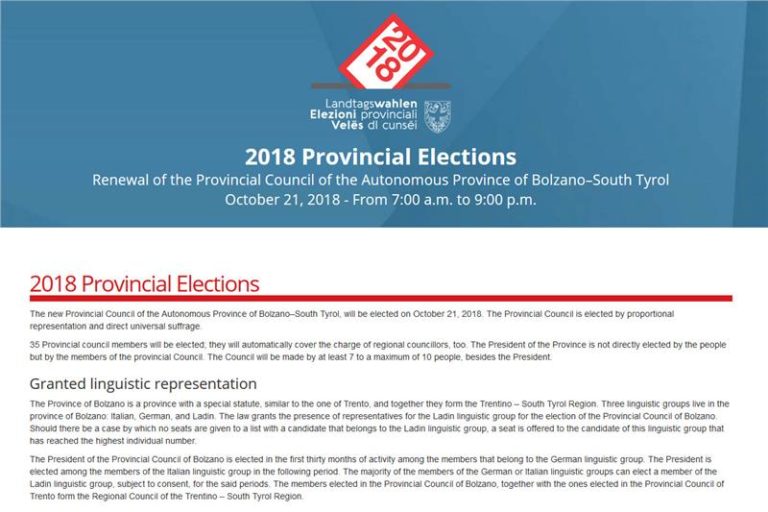 Elezioni provinciali Alto Adige, ecco sito e costi