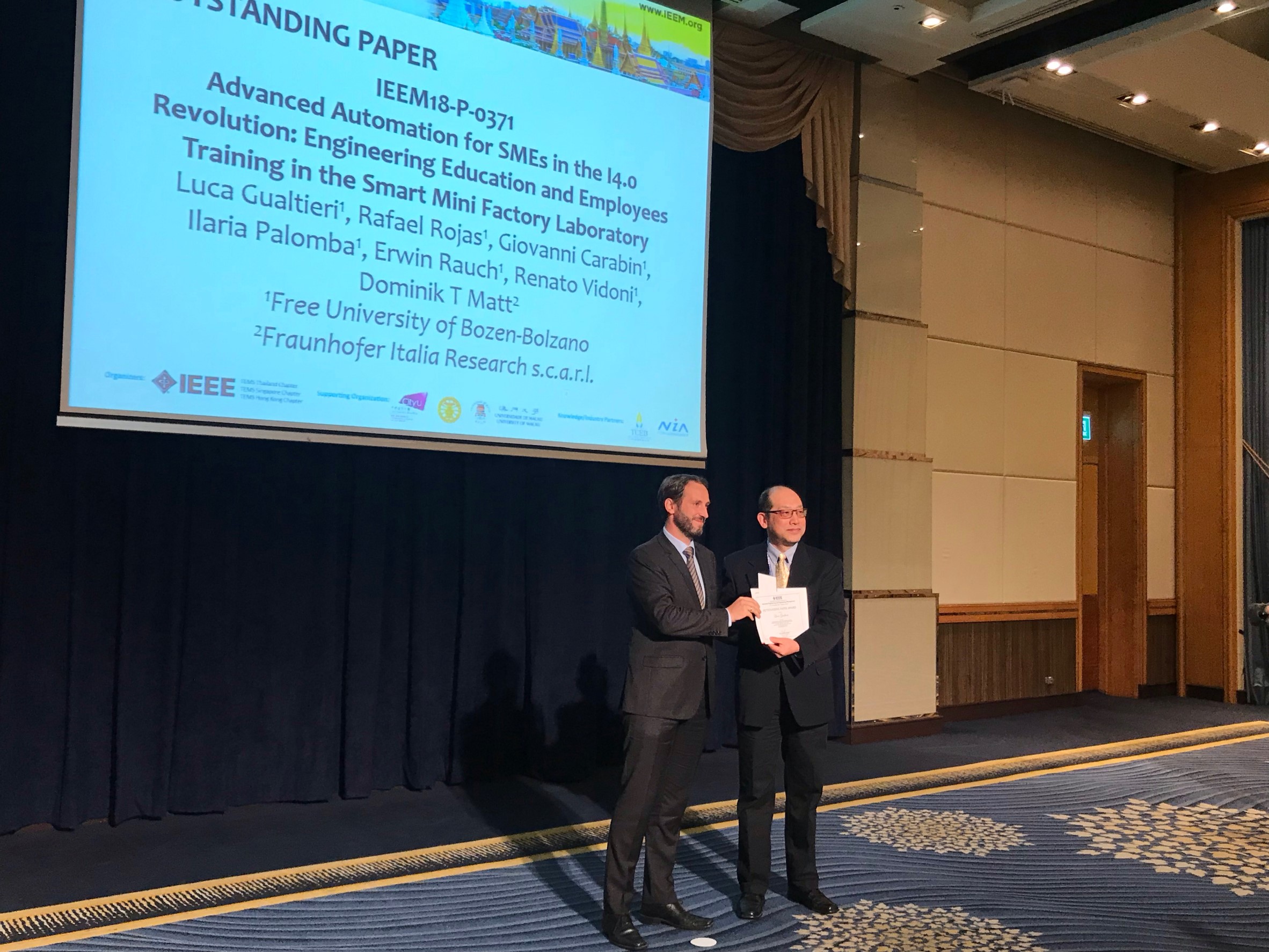 Industria 4.0, premio internazionale per la Smart Mini Factory