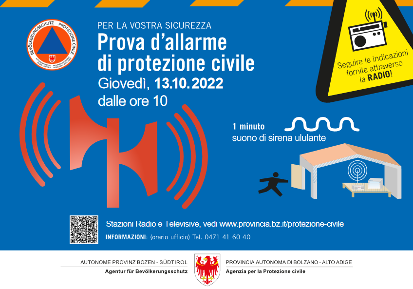 13 ottobre: dalle 10 il test di allarme provinciale. 570 sirene ...